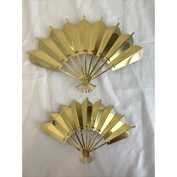 Home Interiors | Accents | Vintage 2 Home Interiors Fans Brass Wall ...